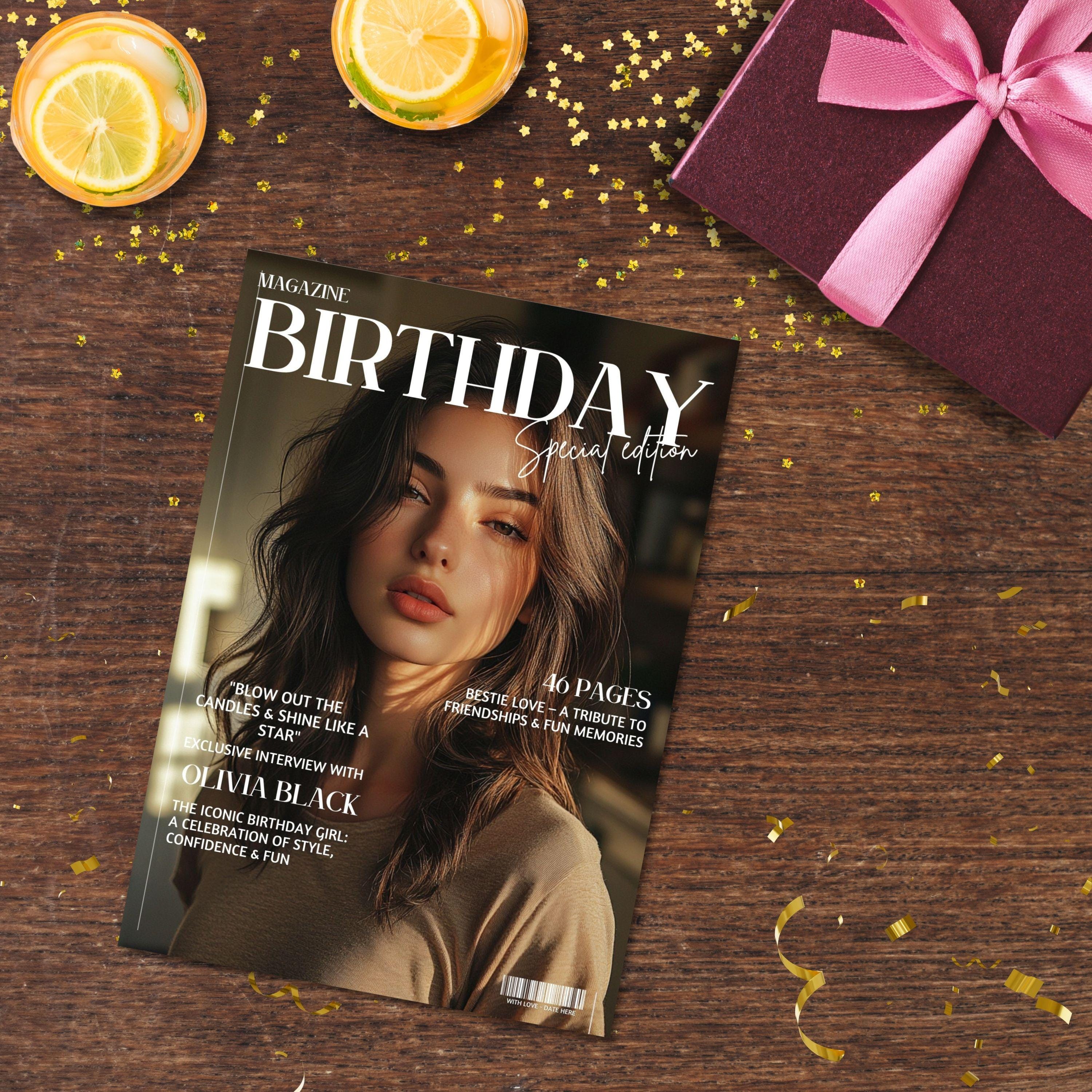 Vogue Birthday Magazine Template Canva, 46 Editable Pages Vogue ...