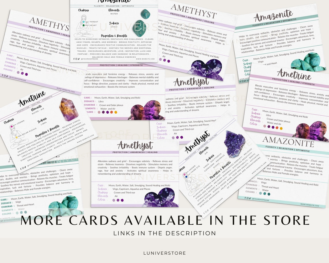 100 Editable Crystal Business Cards, Printable Reference (digital ...
