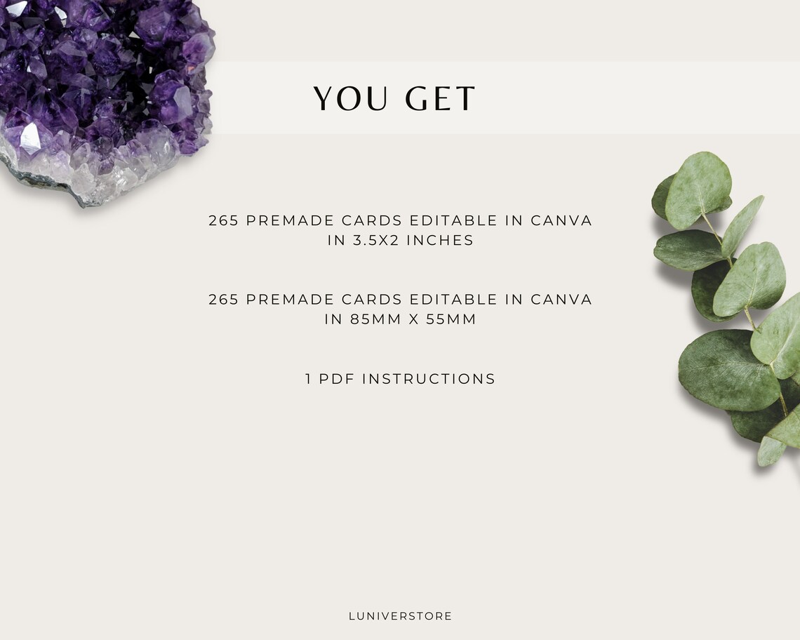 265 Editable Crystal Business Cards Crystal Healing Deck - Etsy