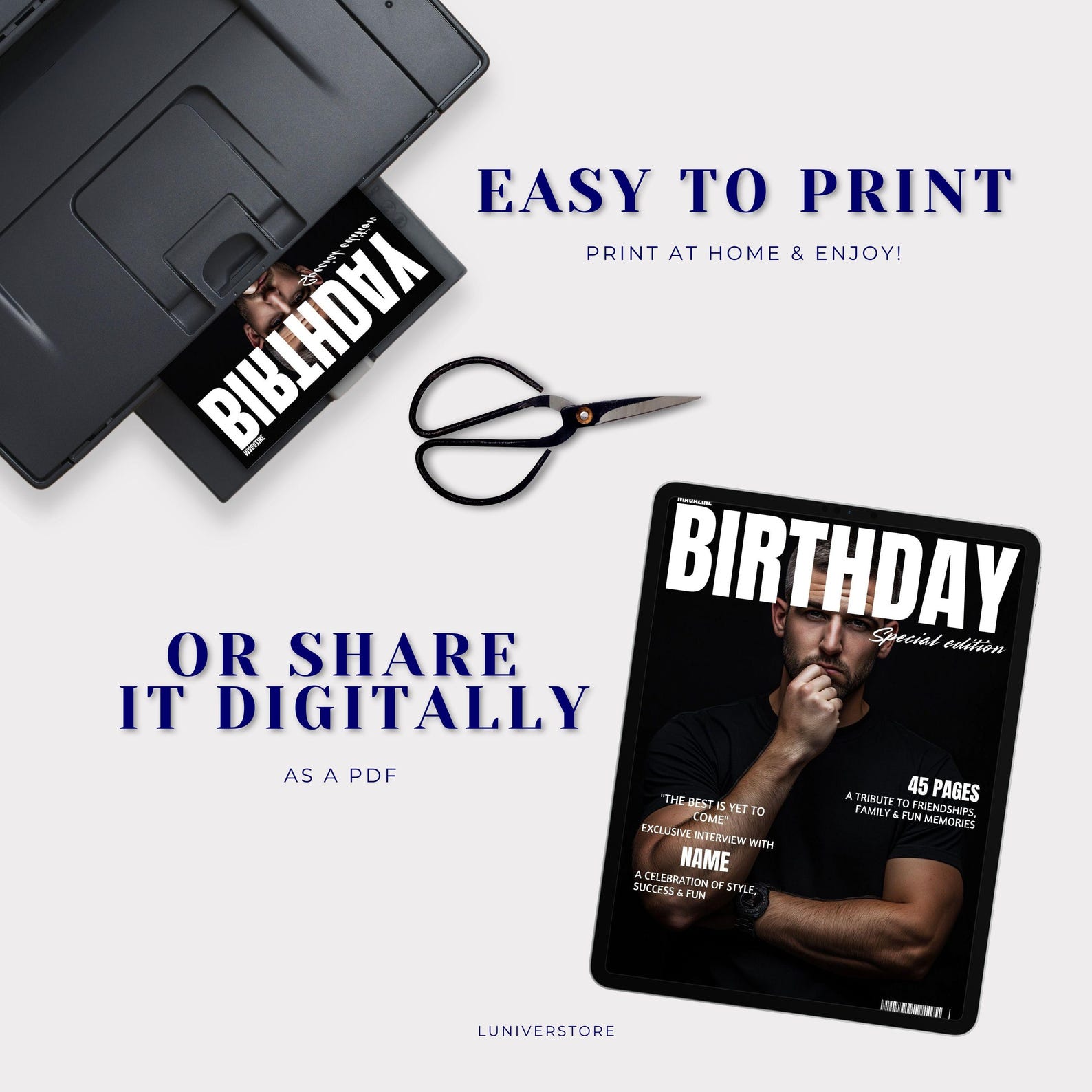 Birthday Magazine Template Canva for Him, 46 Editable Pages Vogue ...