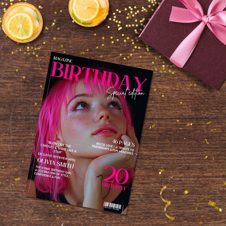 Trendy Editable Birthday Magazine Template Canva, Sister Gift ...