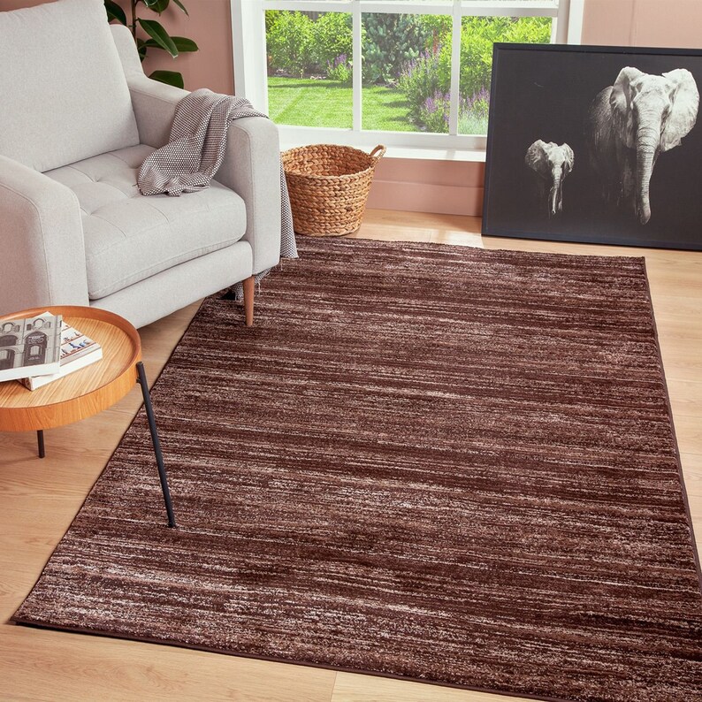 Solid Modern Plain Area Rug for Living Room Kitchen Brown - Etsy