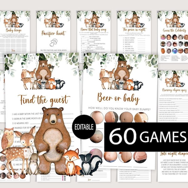 Baby Shower Games Woodland - Etsy