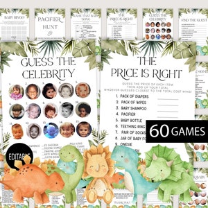 Dinosaur Baby Shower Games Bundle,dino Baby Shower Games,boy Baby ...