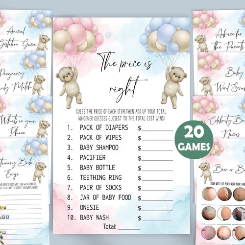 20 Gender Reveal Gamesprintable Gender Reveal Party Game - Etsy