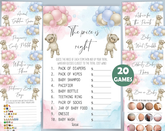 25 Gender Reveal Games | Printable Gender Reveal Party Games | Baby Shower Games | Gender Reveal ...