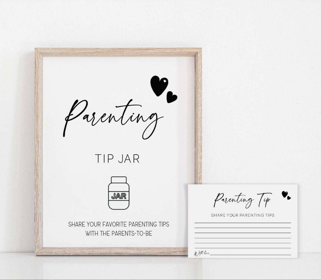Parenting Tip Jar Sign,minimalist Baby Shower Sign,sign for Baby Shower ...
