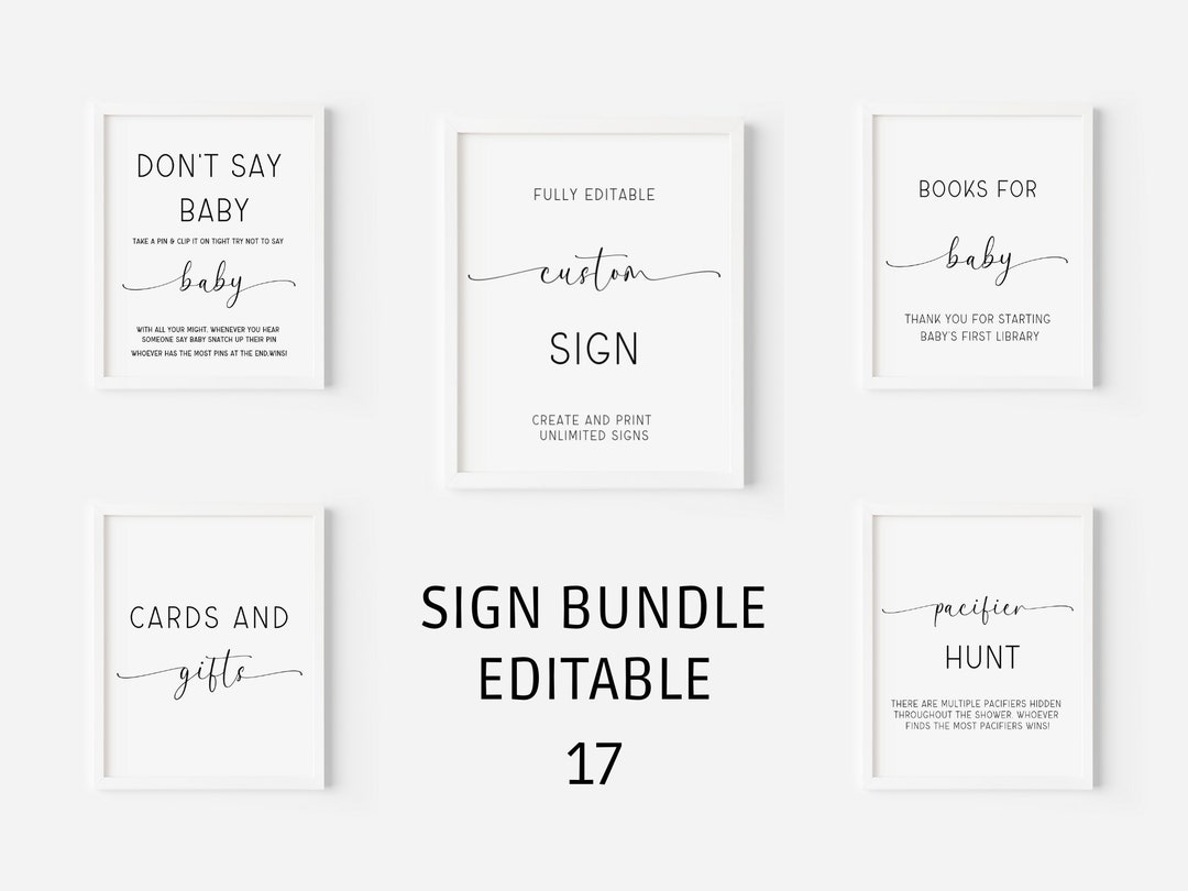 Minimalist Baby Shower Sign Bundle,editable Baby Shower Signs,digital ...