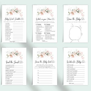 Floral Baby Shower Game,greenery Baby Shower Game Bundle,23 Baby Shower ...