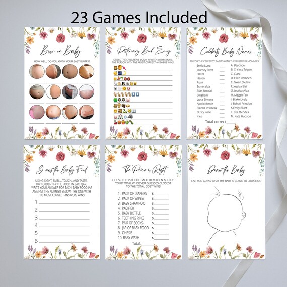 Wildflower Baby Shower Gamefloral Baby Shower Game | Etsy