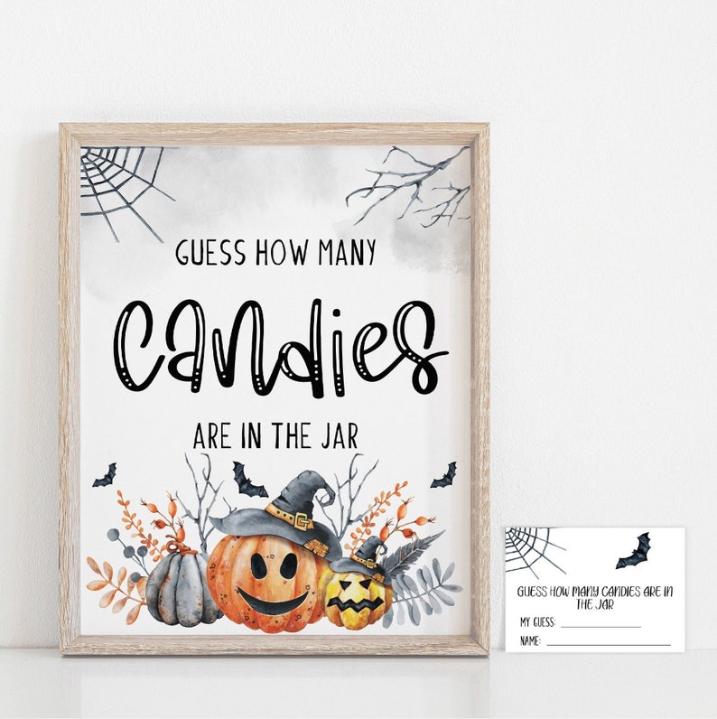How Many Candies Are in the Jar Halloween Baby Shower Game Pumpkin Baby ...