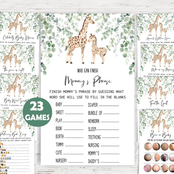 Safari Baby Shower Gamegiraffe Baby Shower Gamesbaby Shower - Etsy