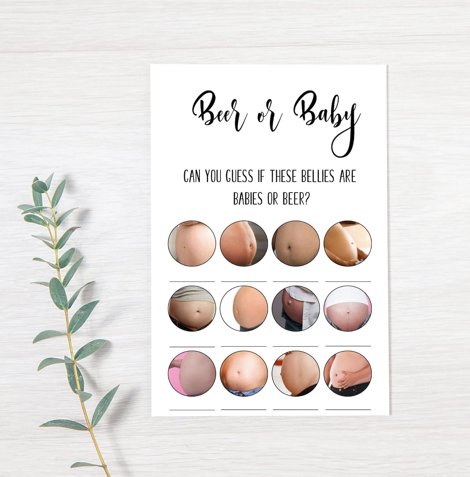 Beer or Baby Belly Baby Shower Game: Minimalist Printable (PDF) - Etsy