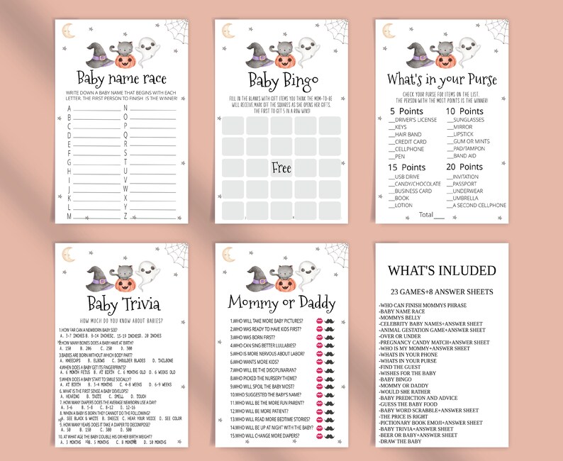 A Little Boo Baby Shower Game Bundle, Gender Neutral Halloween Baby ...