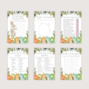 Dinosaur Baby Shower Games Bundle,dino Baby Shower Games,boy Baby ...