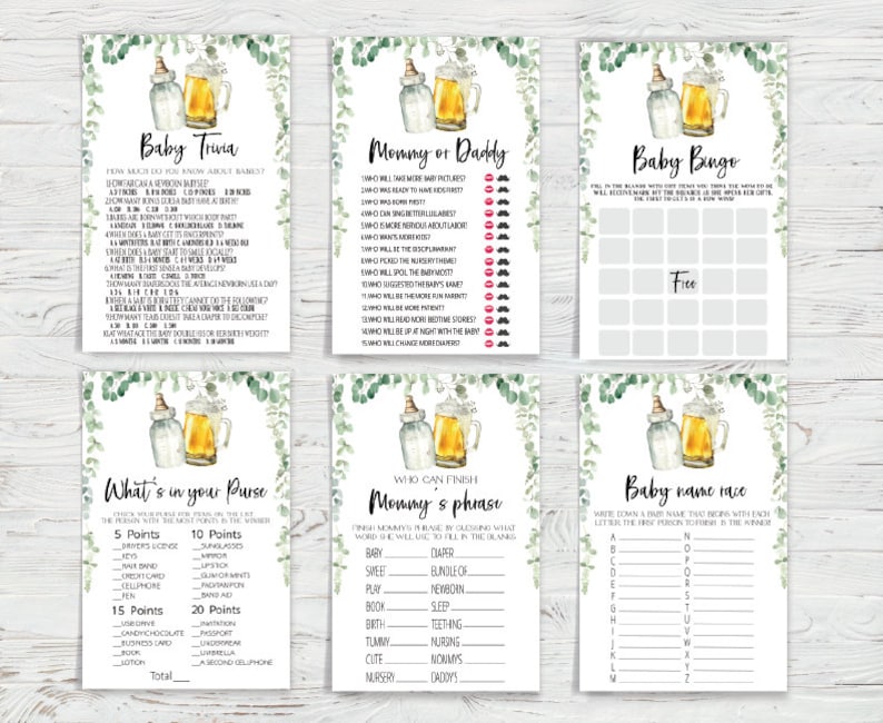 Funny Baby is Brewing Baby Shower Games Beer Baby Game - Etsy