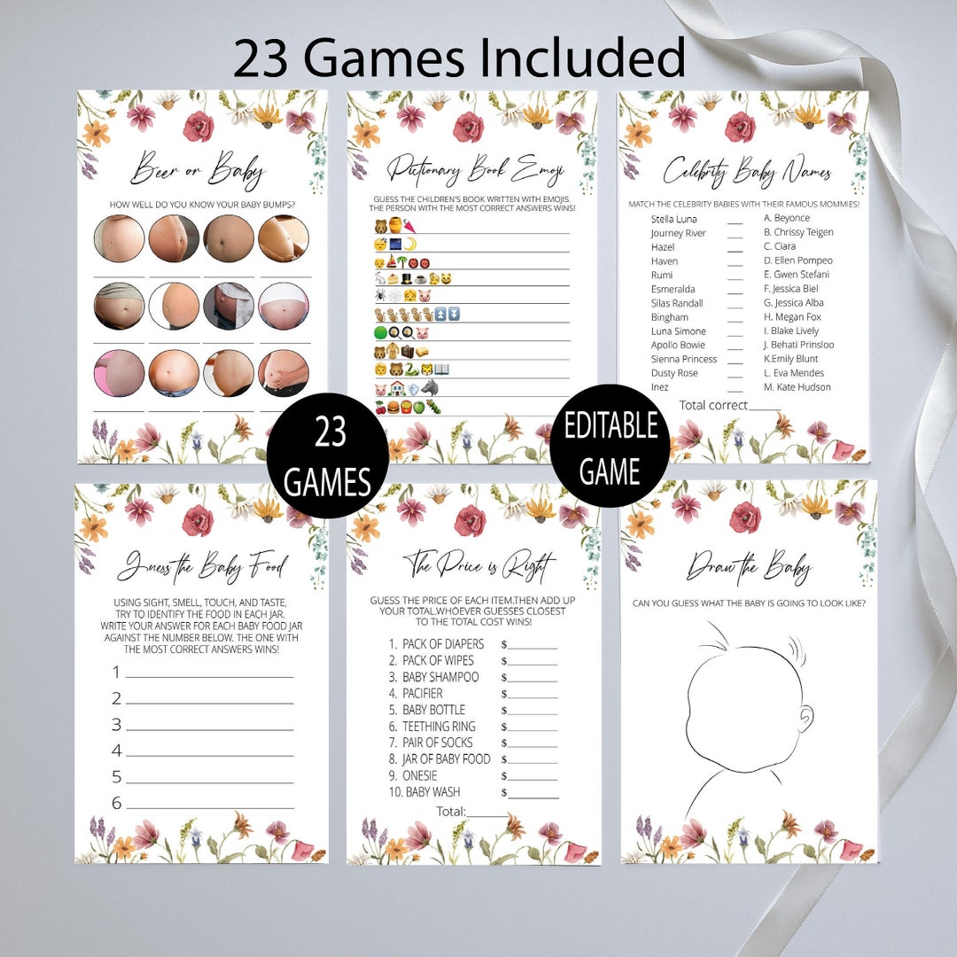 Wildflower Baby Shower Game,floral Baby Shower Game Bundle,game Package ...