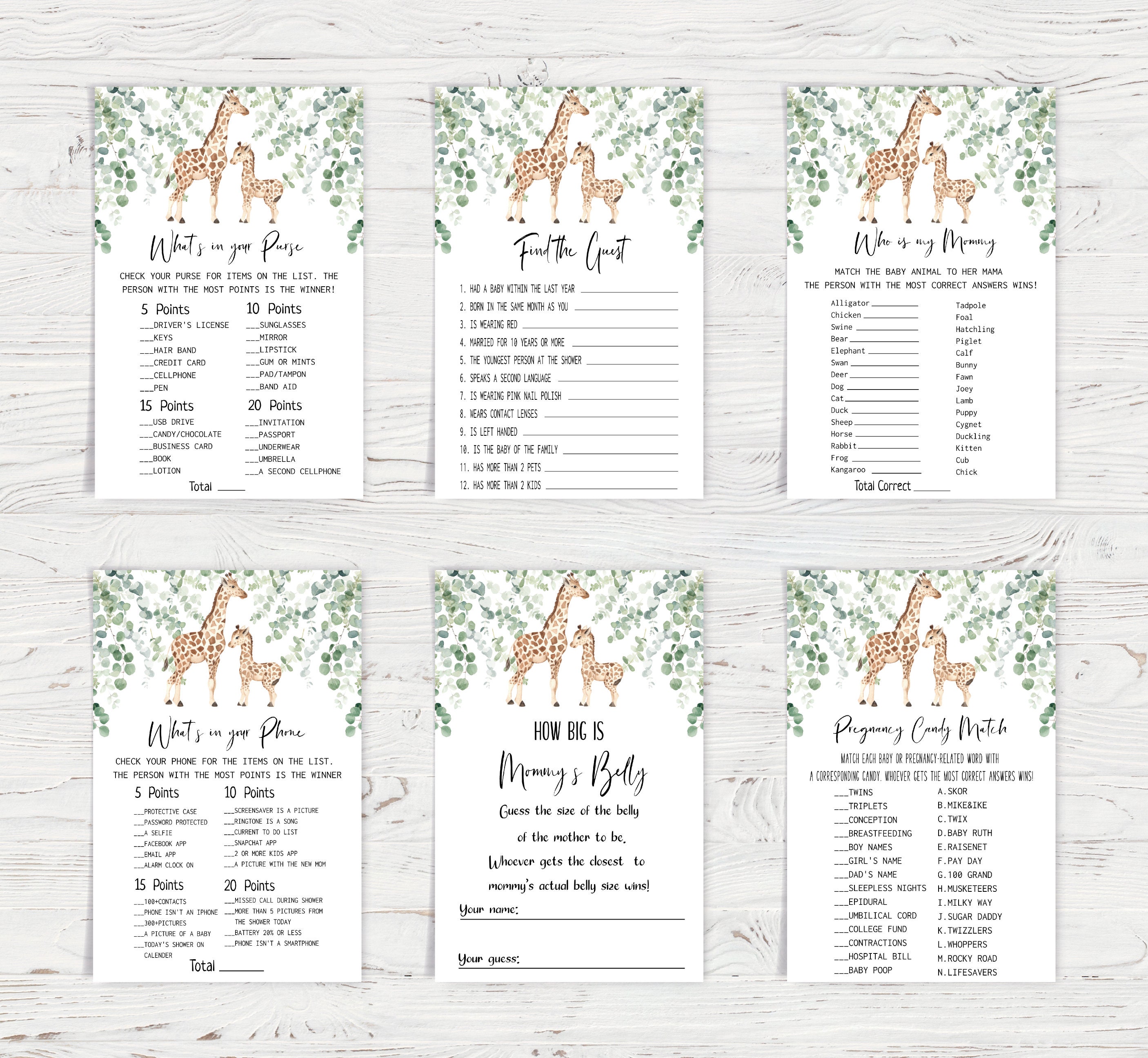 Safari Baby Shower Gamegiraffe Baby Shower Gamesbaby Shower - Etsy UK