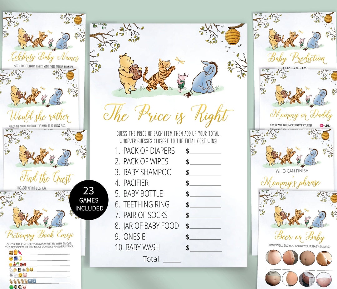 Honey Baby Shower Games,classic Winnie the Pooh Baby Shower,printable ...
