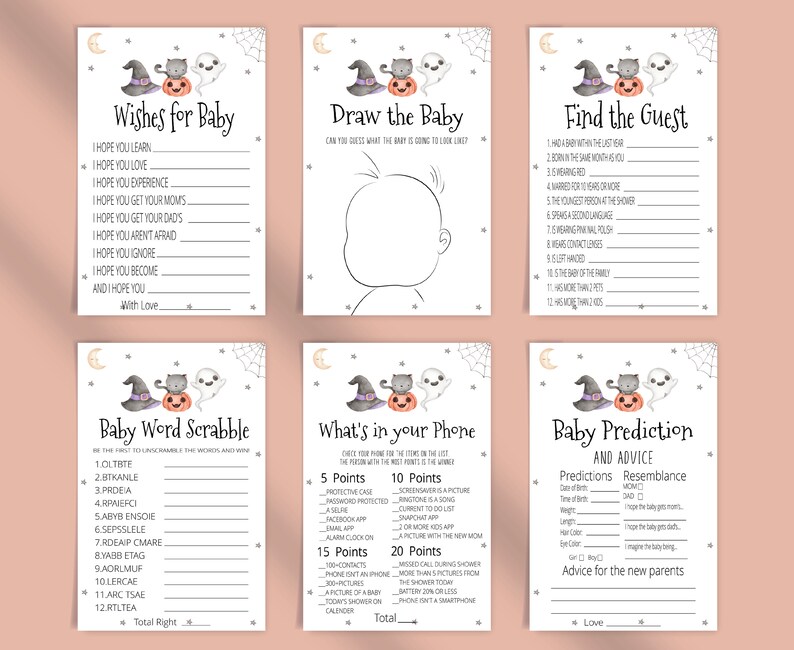A Little Boo Baby Shower Game Bundle, Gender Neutral Halloween Baby ...