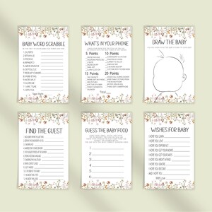 Floral Baby Shower Games,wildflower Baby Shower Game Bundle,game ...
