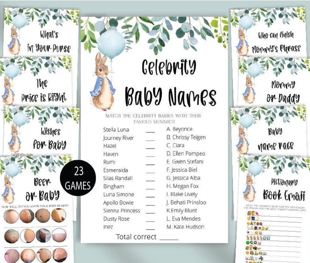 Baby Shower Game,peter Rabbit Baby Shower Bundle,peter Rabbit and ...