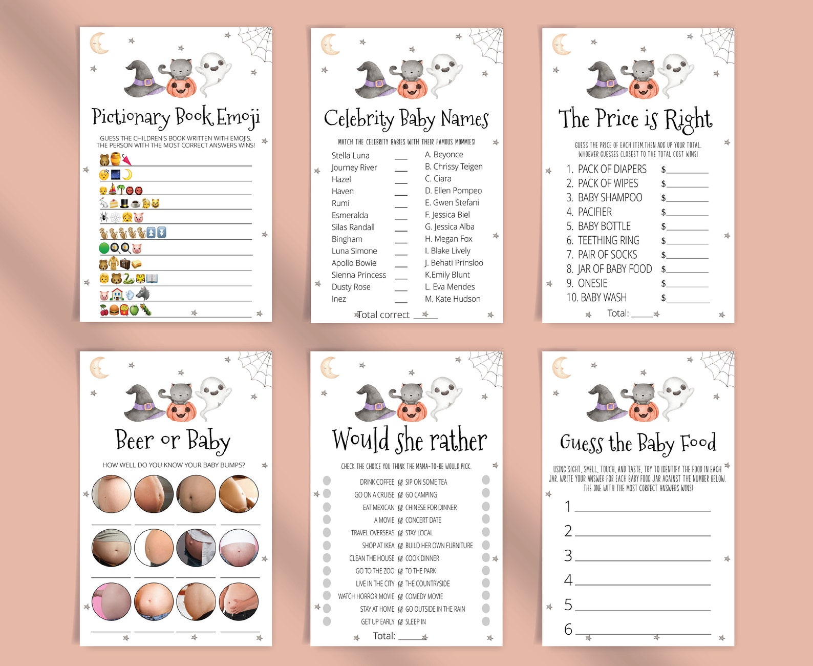 A Little Boo Baby Shower Game Bundle, Gender Neutral Halloween Baby ...