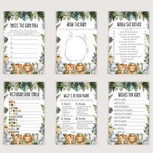 Jungle Safari Animals Baby Shower Games Bundle,baby Shower Games,safari ...