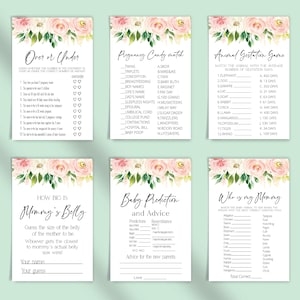 Blush Pink Floral Baby Shower Games Bundle, Boho Baby Shower Game ...
