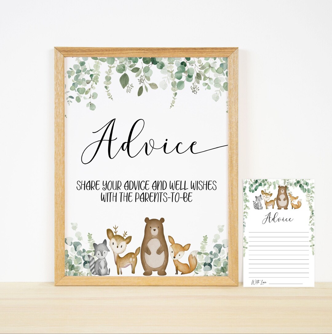 Woodland Baby Shower Sign,advice for the Parents-to-be Sign,baby Shower ...