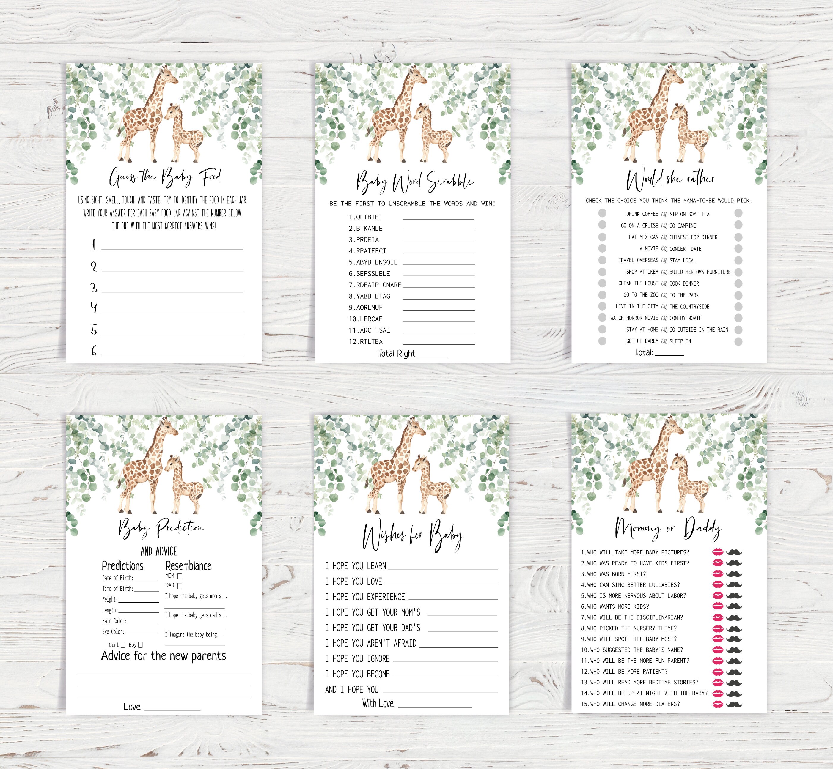 Giraffe Print Baby Shower Games