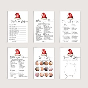 Santa Baby Shower Games Bundle,editable Holiday Baby Shower Games ...