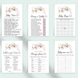 Floral Baby Shower Game,greenery Baby Shower Game Bundle,23 Baby Shower ...