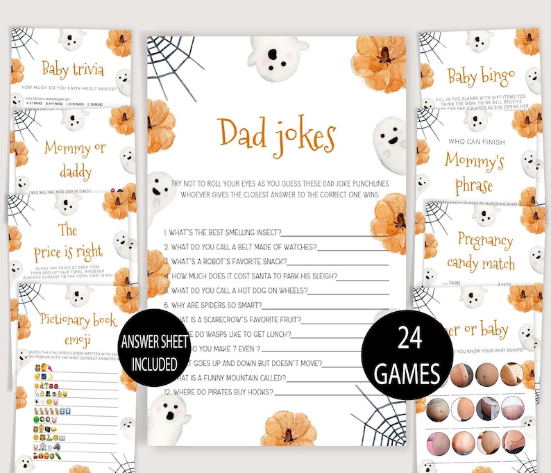 A Little Boo Baby Shower Game Bundle, Gender Neutral Halloween Baby ...