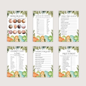 Dinosaur Baby Shower Games Bundle,dino Baby Shower Games,boy Baby ...