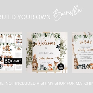 Woodland Baby Shower Game Bundle,baby Shower Games,woodland Animal Game ...