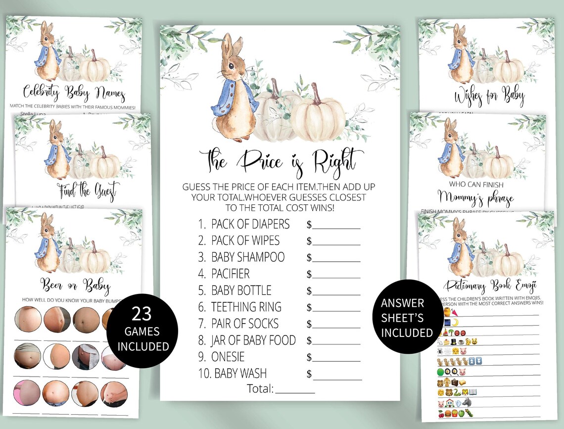 Baby Shower Gamespeter Rabbit Baby Shower Themebaby Shower - Etsy