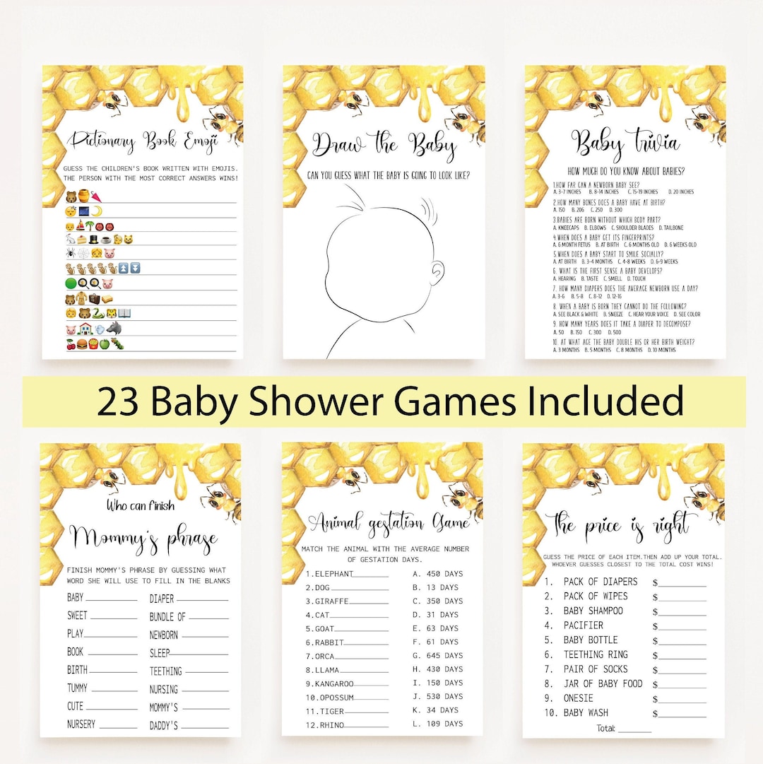 Honey Bee Baby Shower Bundle,bee Baby Shower Games,printable Baby ...
