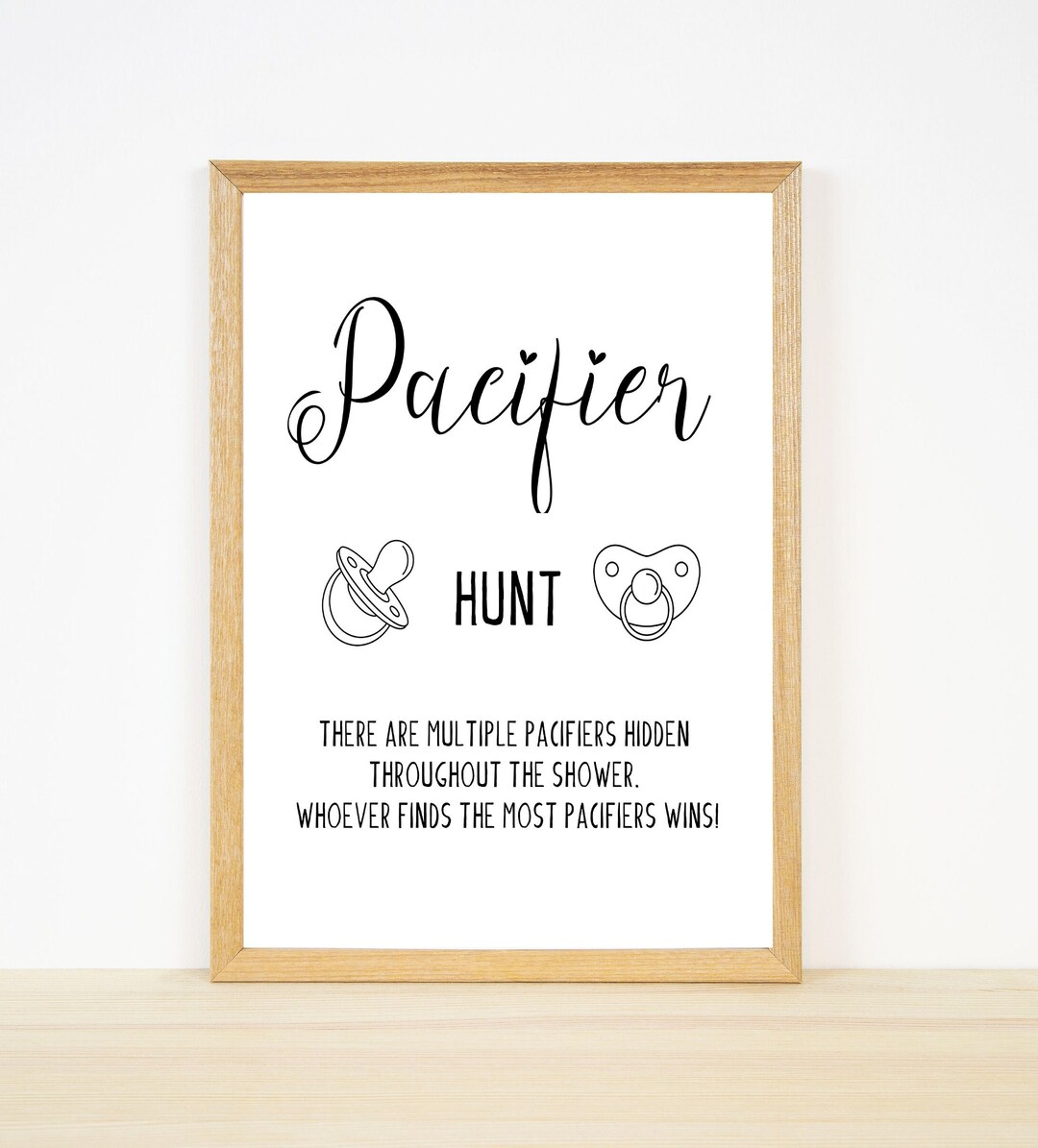 Pacifier Hunt Baby Shower Sign,modern Pacifier Hunt Baby Shower Game ...