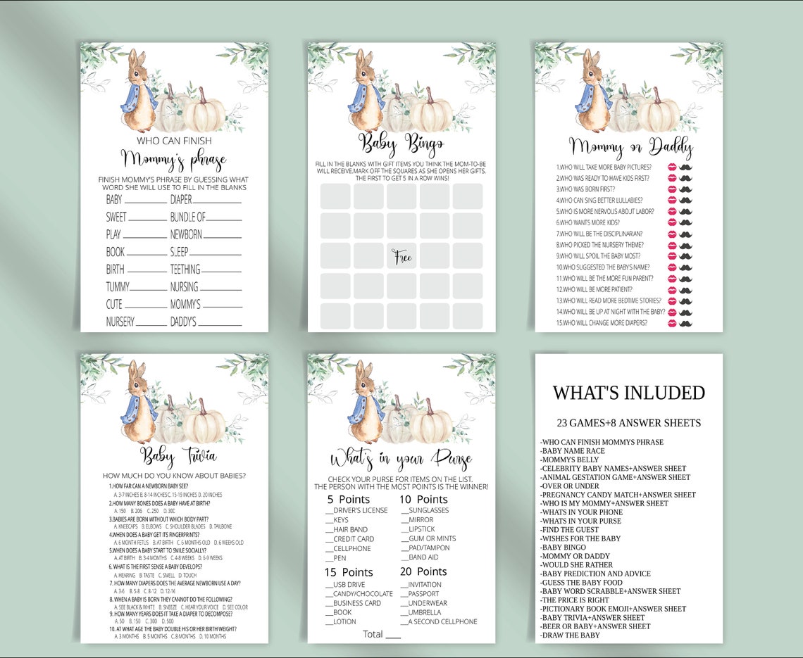 Baby Shower Gamespeter Rabbit Baby Shower Themebaby Shower - Etsy