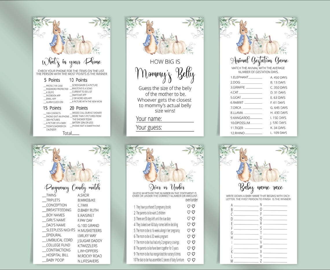 Baby Shower Gamespeter Rabbit Baby Shower Themebaby Shower - Etsy