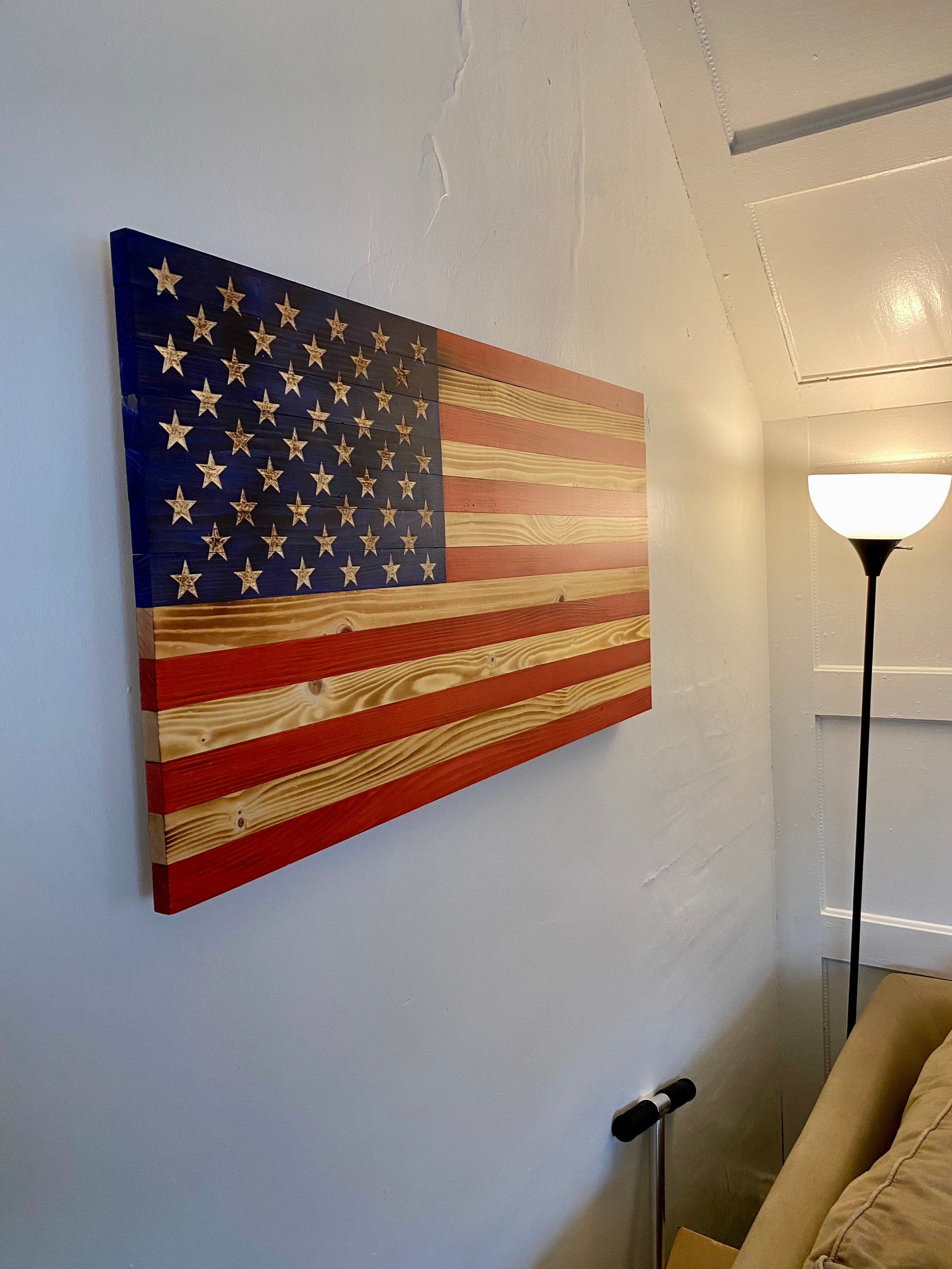 Rustic Hand Crafted Wood American Flag Made to Order - Etsy