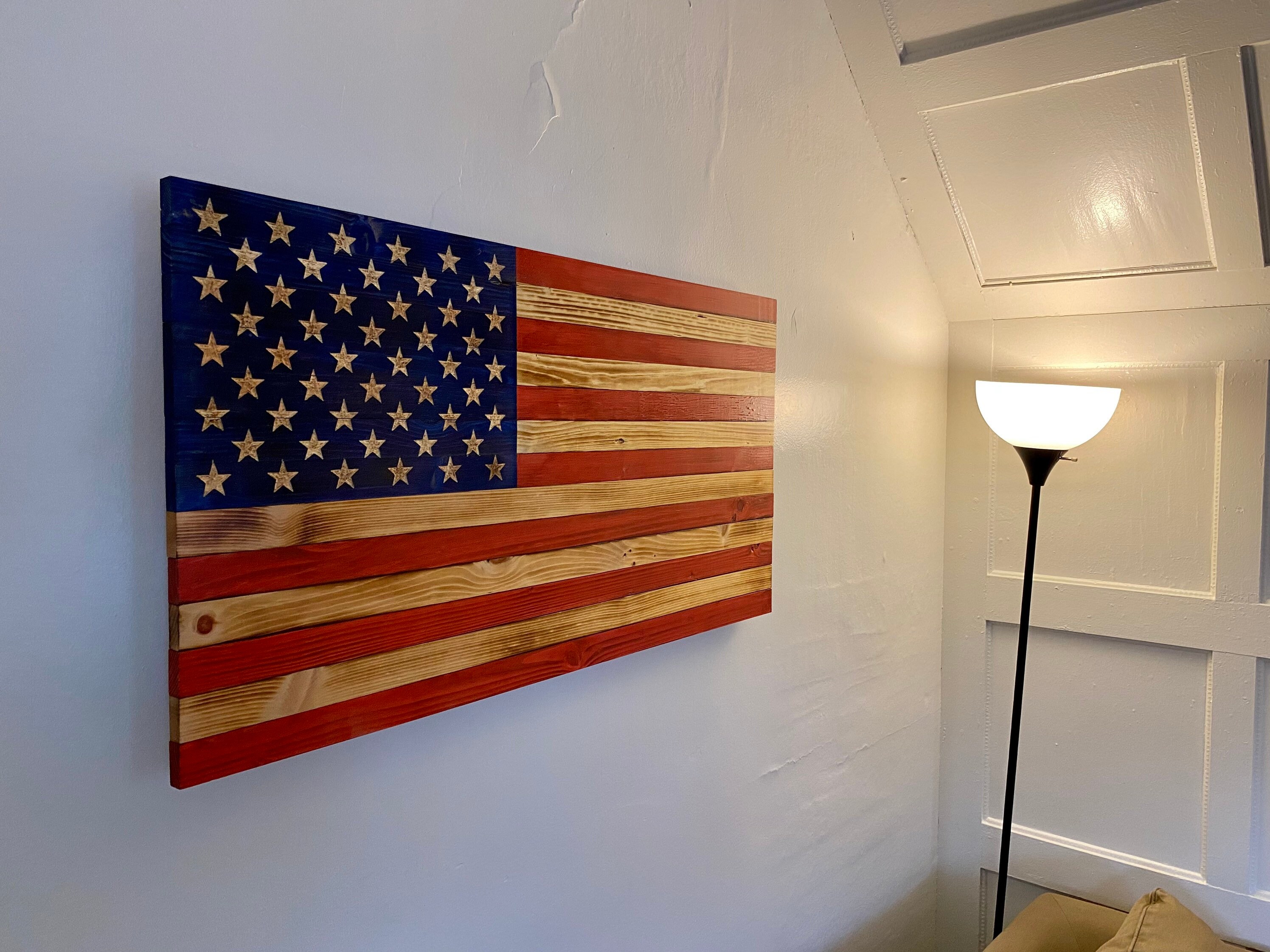Rustic Hand Crafted Wood American Flag Made to Order - Etsy