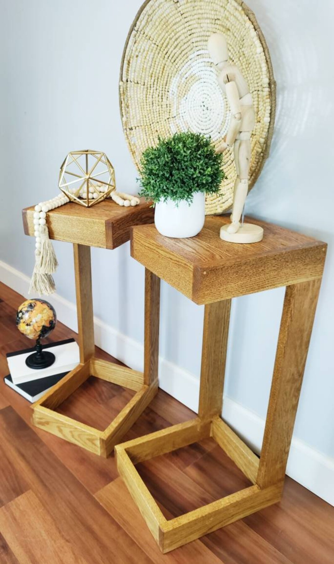Solid Oak Indoor/outdoor C-shaped Side Table - Etsy
