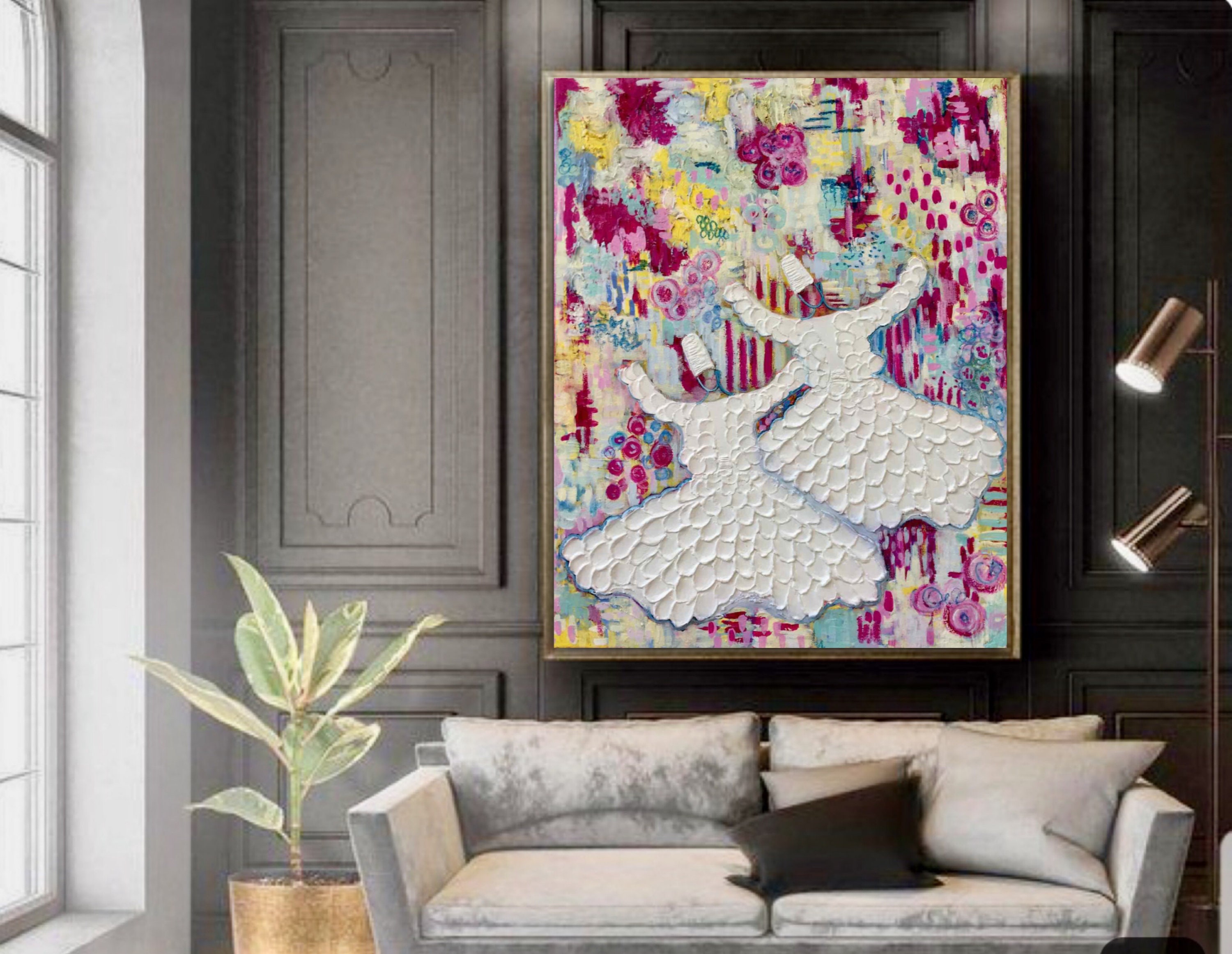 Original Textured Whirling Dervish Painting Abstract Rumi - Etsy