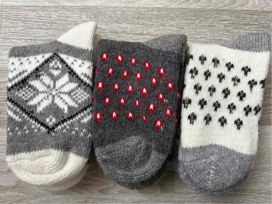 Warm Winter Socks set 3 Pairs, Unisex Winter Thick Nordic Socks Knitted ...