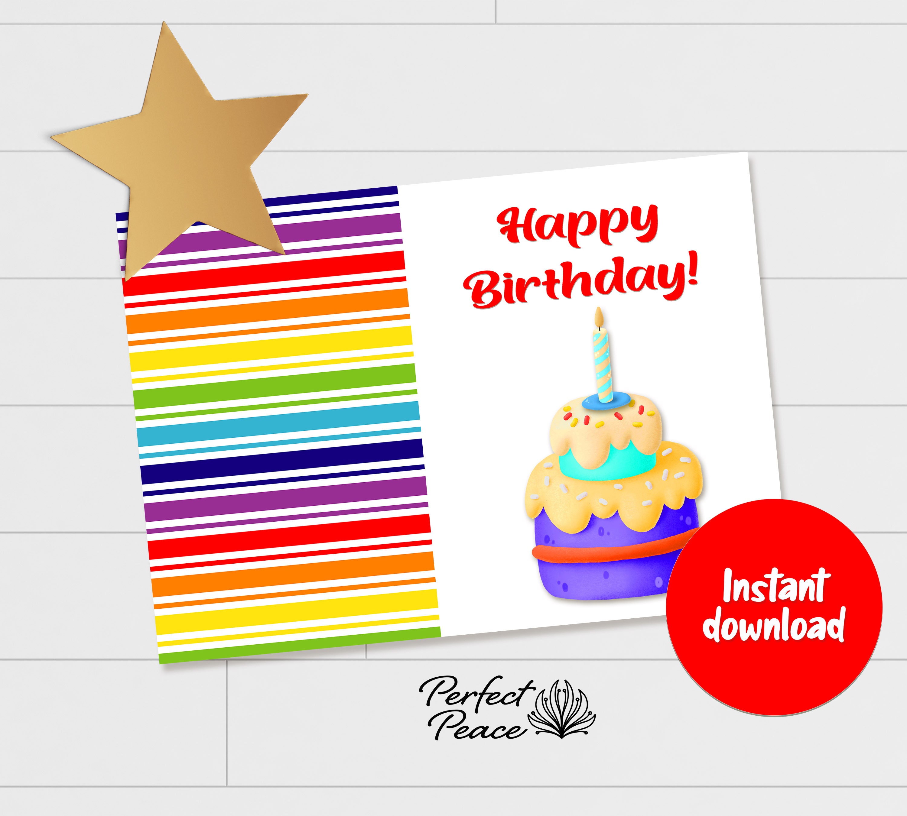 Birthday Card Printable Downloadable Birthday Card Digital - Etsy