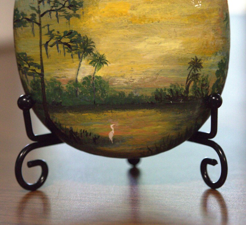 Beautiful Painted Rock With a Scene From Florida, Stand Included - Etsy