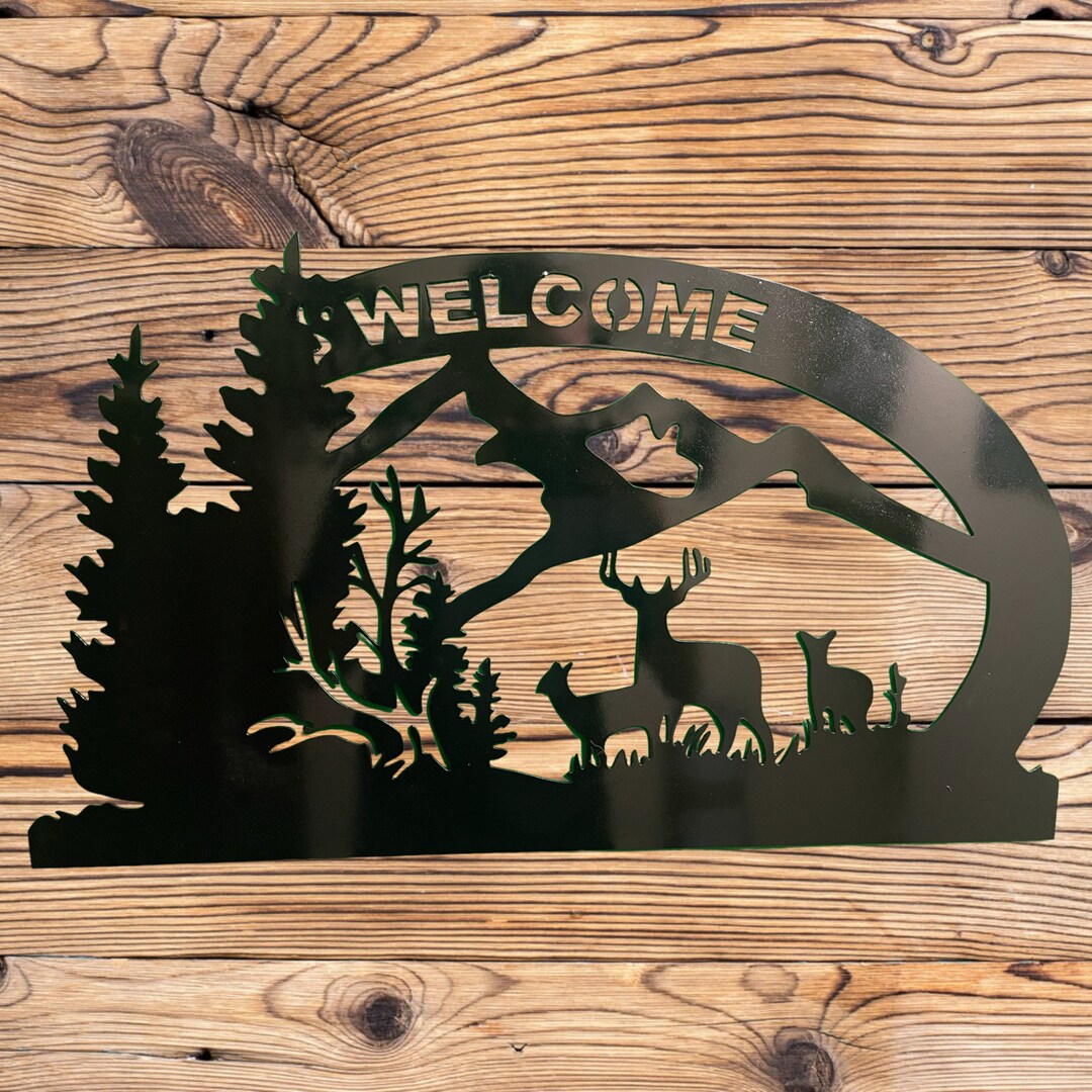 Welcome Sign Deer Family Silhouette - Etsy