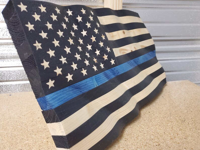 Waving Thin Blue Line Flag | Etsy